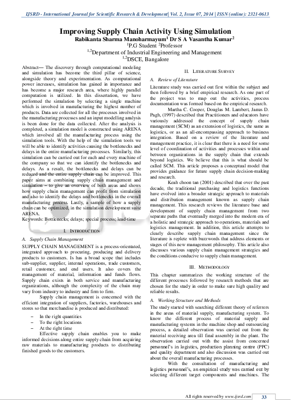 (PDF) Improving Supply Chain Activity using Simulation