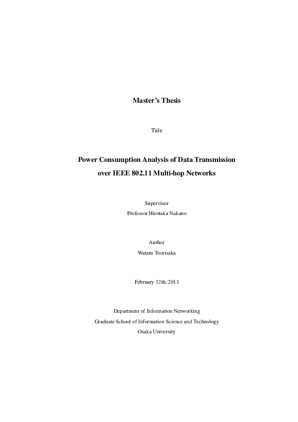 (PDF) Master's Thesis Power Consumption Analysis of Data Transmission over IEEE 802.11 Multi-hop ...