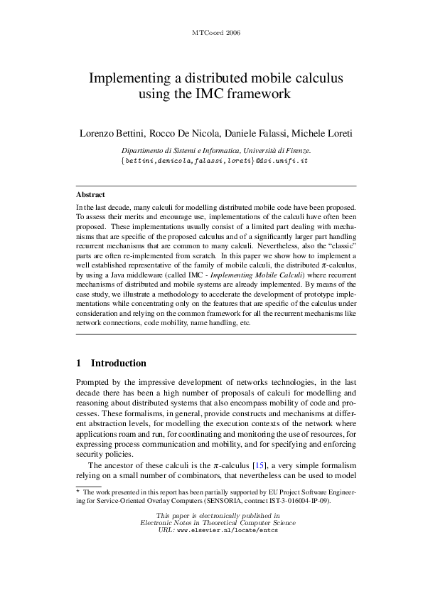 Pdf Implementing A Distributed Mobile Calculus Using The Imc Framework 6534