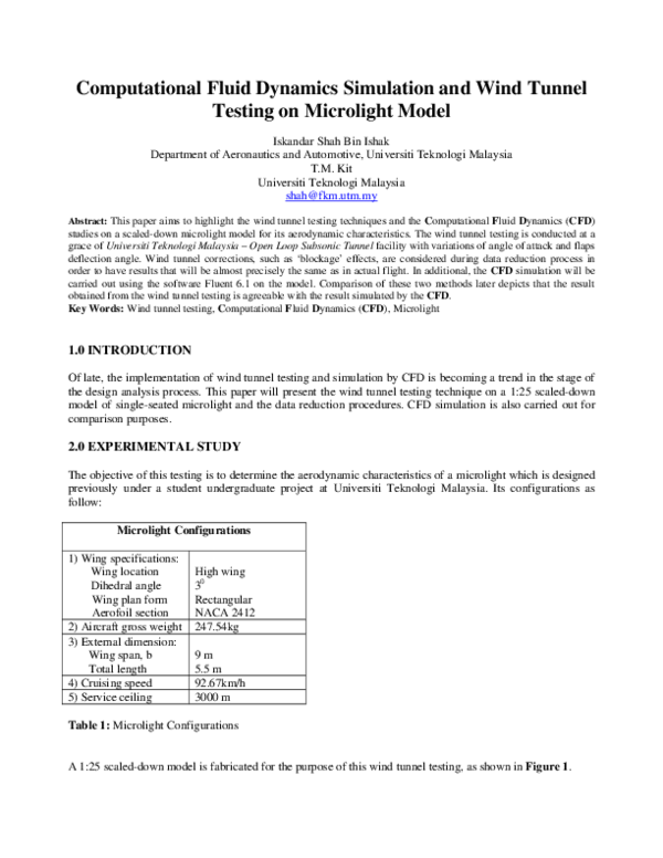 Pdf Computational Fluid Dynamics Simulation And Wind Tunnel Testing