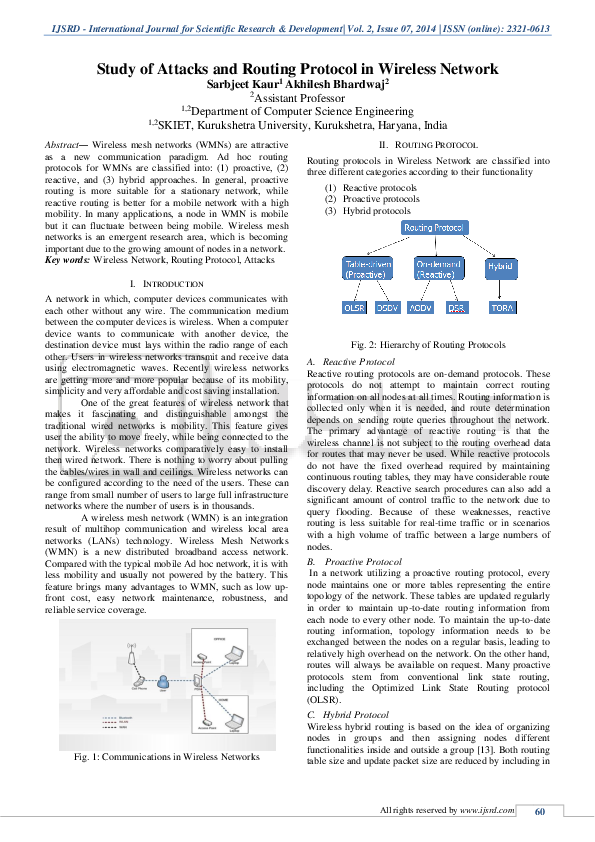 (PDF) Study of Attacks and Routing Protocol in Wireless Network
