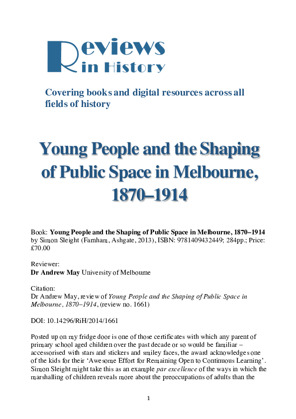 (PDF) Reviews in History review