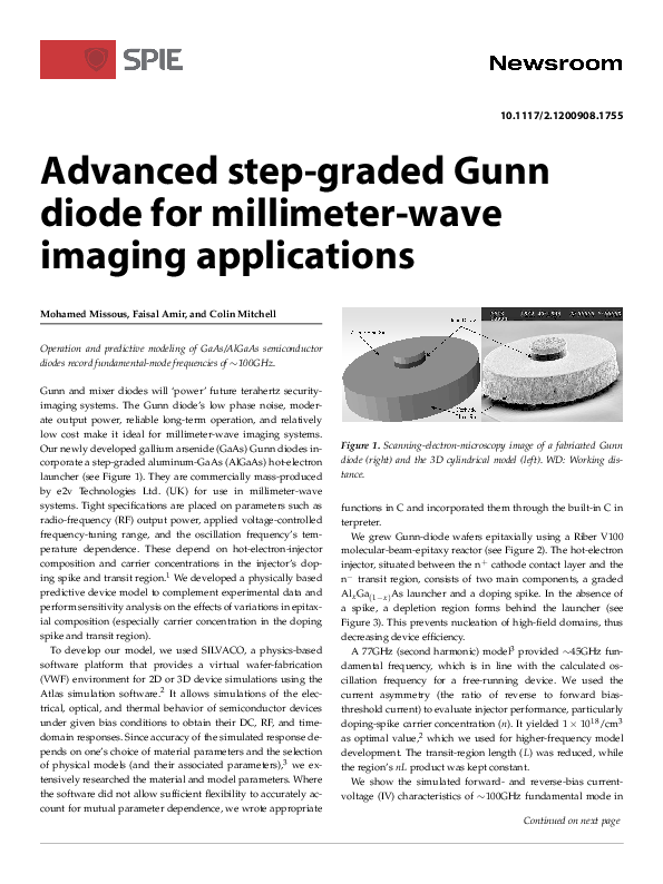 (PDF) Advanced step-graded Gunn diode for millimeter-wave imaging ...