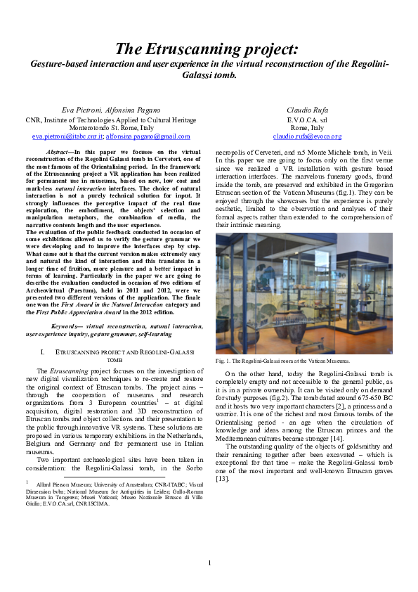 (PDF) The Etruscanning project: Gesture-based interaction and user experience in the virtual ...