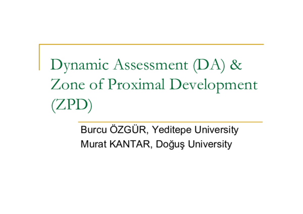 (PDF) Dynamic Assessment (DA) & Zone of Proximal Development (ZPD