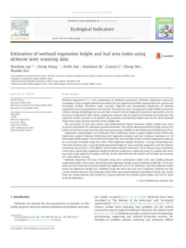 (PDF) Luo S., Wang C., Pan F., Xi X., Li G., Nie S., and Xia S., Estimation of wetland ...