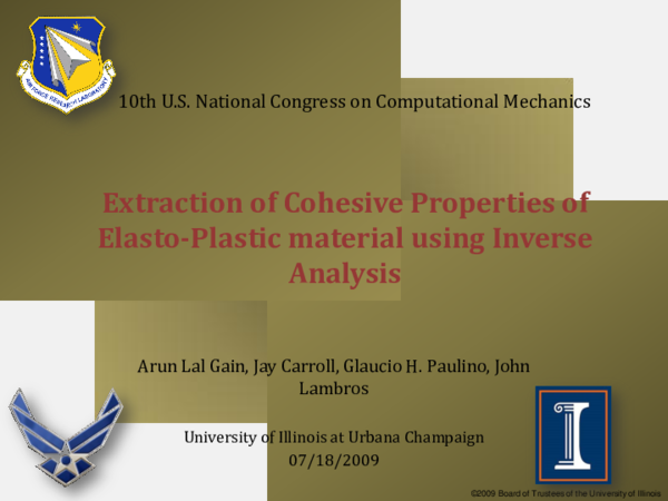 (PDF) Extraction of Cohesive Properties of ElastoPlastic material using Inverse Analysis