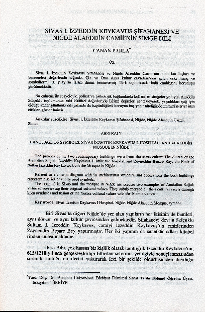 (PDF) Sivas I. İzzeddin Keykavus Şifahanesi ve Niğde Alaeddin Camii'nin ...