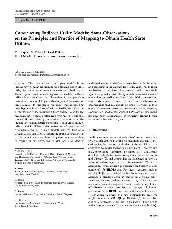 (PDF) Constructing indirect utility models: some observations on the ...