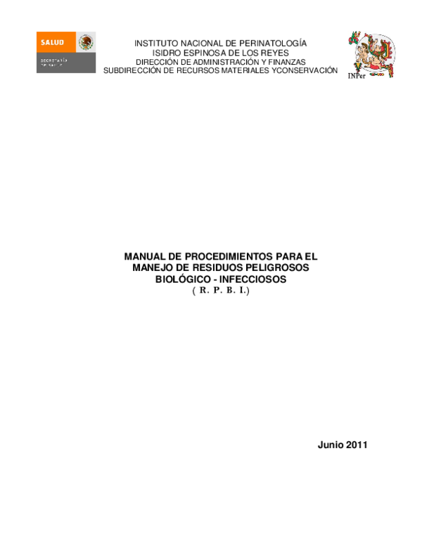 (PDF) Manual Procedimientos Manejo RPBI