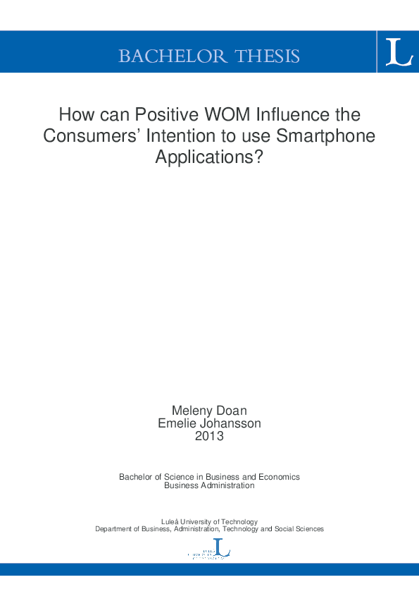 (PDF) How can Positive WOM Influence the Consumers’ Intention to use ...