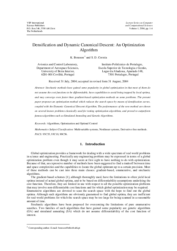 (PDF) Densification and Dynamic Canonical Descent: An Optimization Algorithm