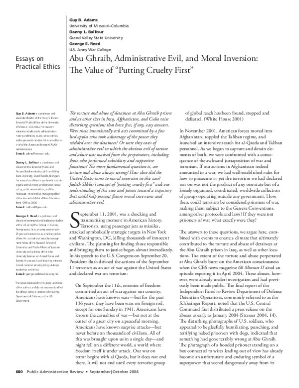 (PDF) Abu Ghraib, Administrative Evil, and Moral Inversion: Th e Value ...