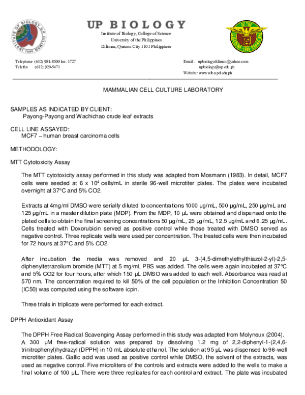 (PDF) Wachichao and Payong Payong plant