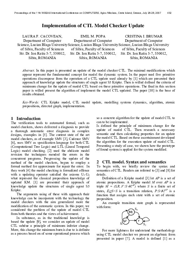 Pdf Implementation Of Ctl Model Checker Update