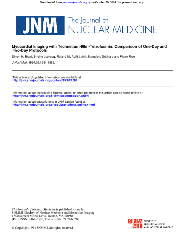 (PDF) Myocardial Imagingwith Technetium99m- Tetrofosmin: Comparisonof ...