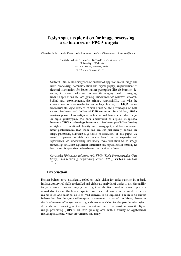 (PDF) Design space exploration for image processing architectures on FPGA targets