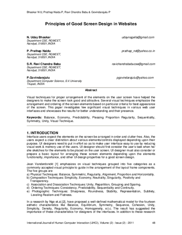 (PDF) Principles of Good Screen Design in Websites