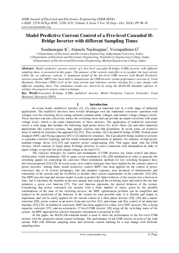 (PDF) Model Predictive Current Control of a Five-level Cascaded H-Bridge Inverter with different ...