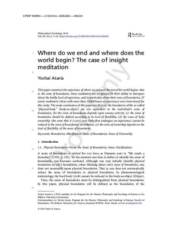 (PDF) Where do we end and where does the world begin? The case of ...