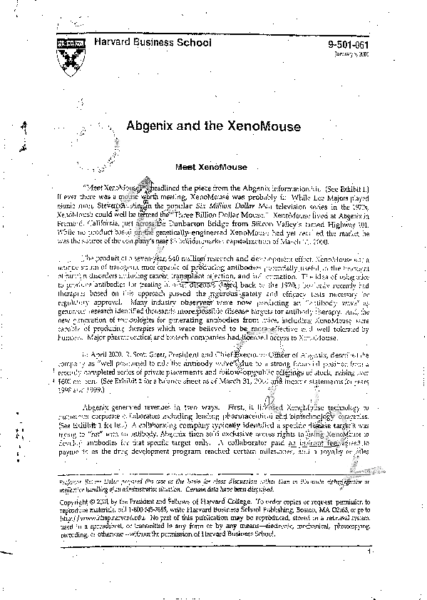 Abgenix and the Xenomouse