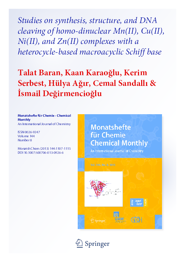 (PDF) Studies on synthesis, structure and DNA cleaving of homo- dinuclear Mn(II), Cu(II), Ni(II ...
