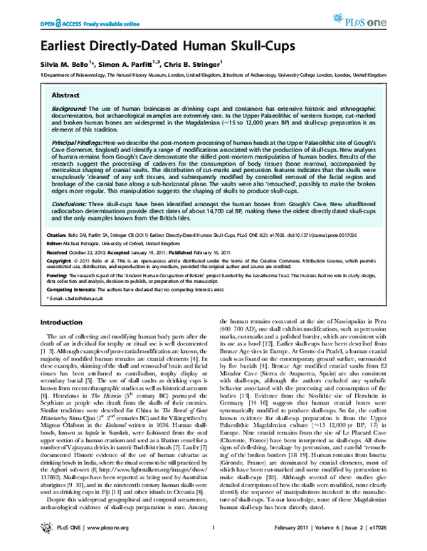 (PDF) Earliest Directly-Dated Human Skull-Cups