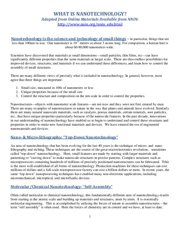 (PDF) NNIN-What-Is-Nanotechnology
