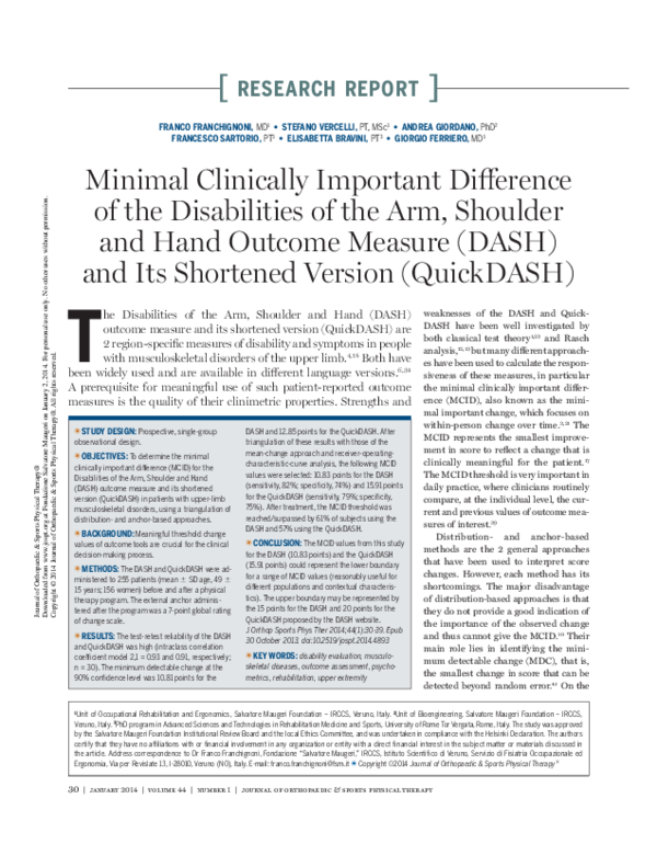 Suggestions for Refinement of the Disabilities of the Arm, Shoulder and ...