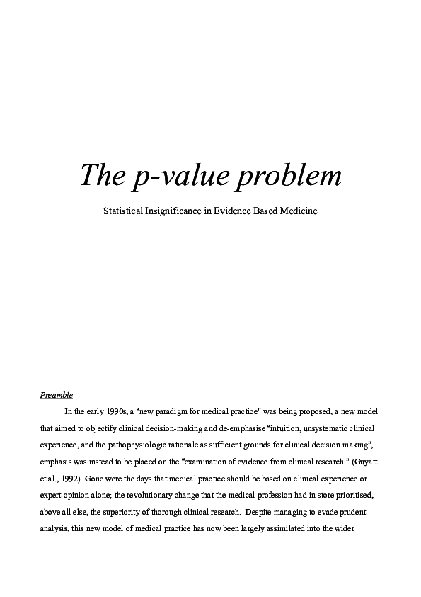 (PDF) The p-value Problem