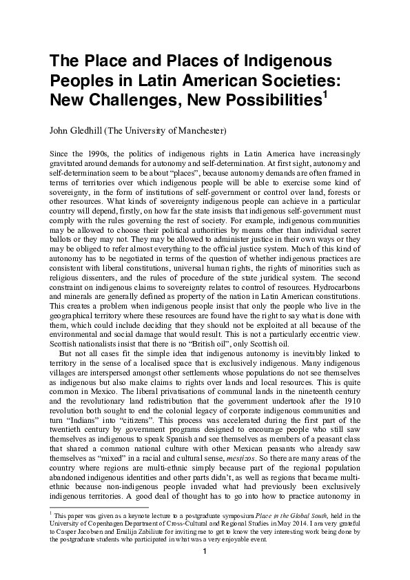 (PDF) The Place and Places of Indigenous Peoples in Latin American ...
