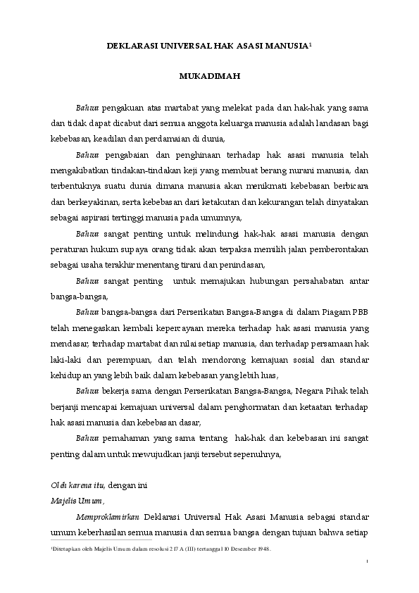 (PDF) Deklarasi Universal Hak Asasi Manusia (DUHAM)