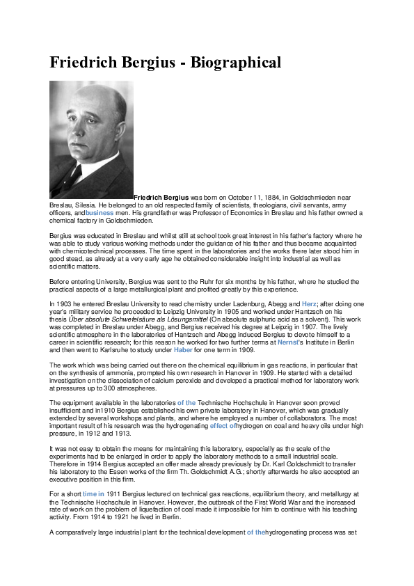 (DOC) Friedrich Bergius -Biographical