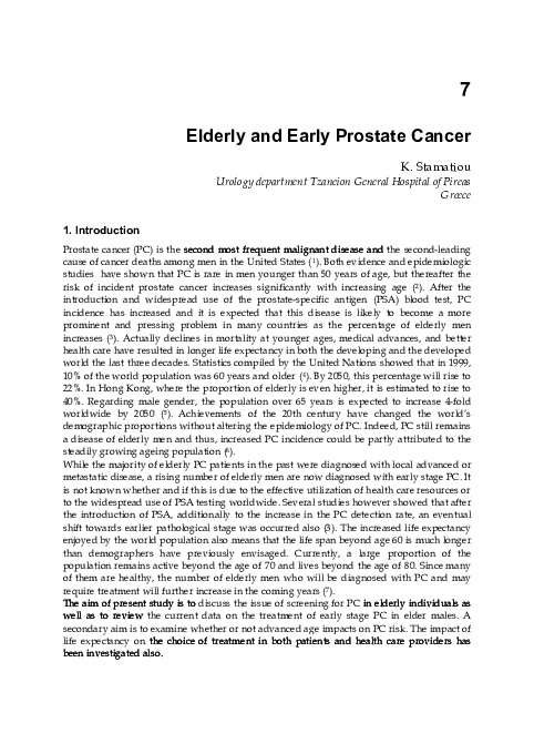 (PDF) Elderly and Early Prostate Cancer. In: Prostate cancer original ...