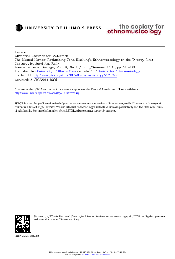 (PDF) The Musical Human: Rethinking John Blacking's Ethnomusicology In ...