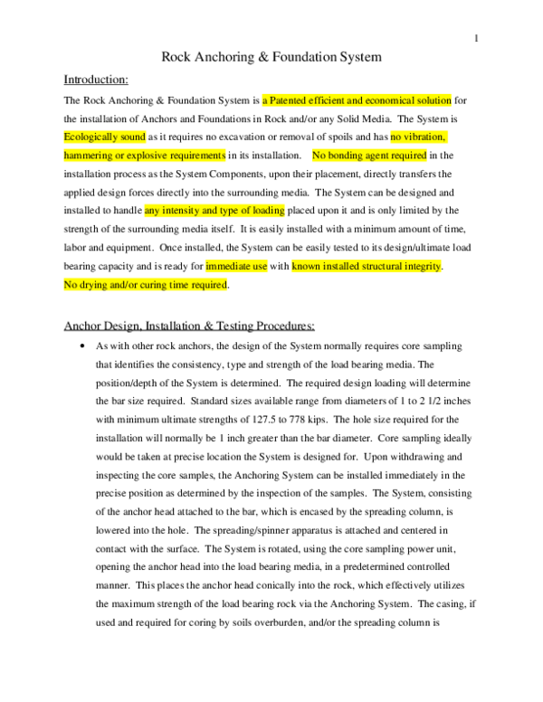 (PDF) Rock Anchoring & Foundation System Introduction