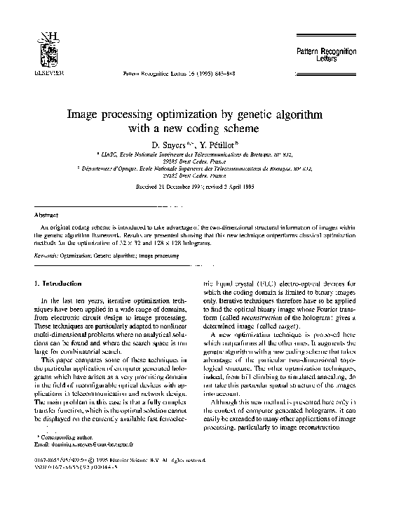 (PDF) Image Processing Optimization Using a Novel Genetic Algorithm