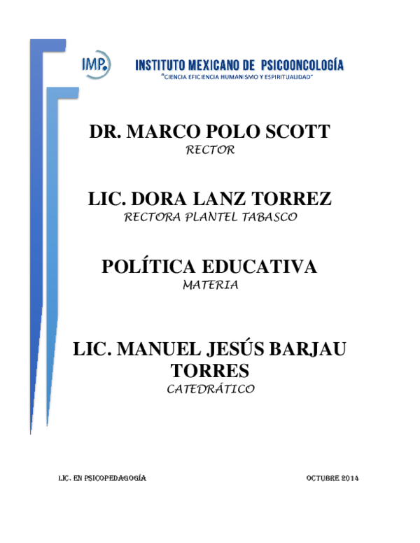 (PDF) DR. MARCO POLO SCOTT RECTOR POLÍTICA EDUCATIVA