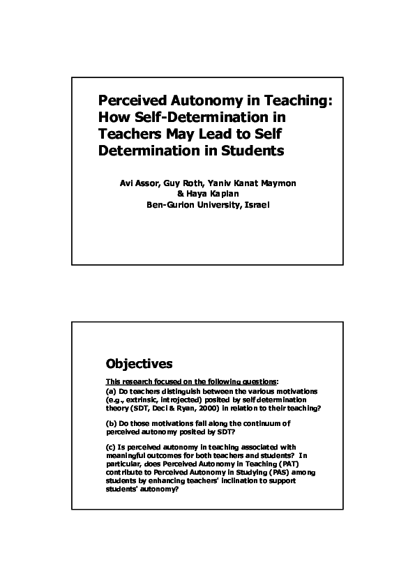 (PDF) Perceived Autonomy in Teaching: Perceived Autonomy in Teaching ...