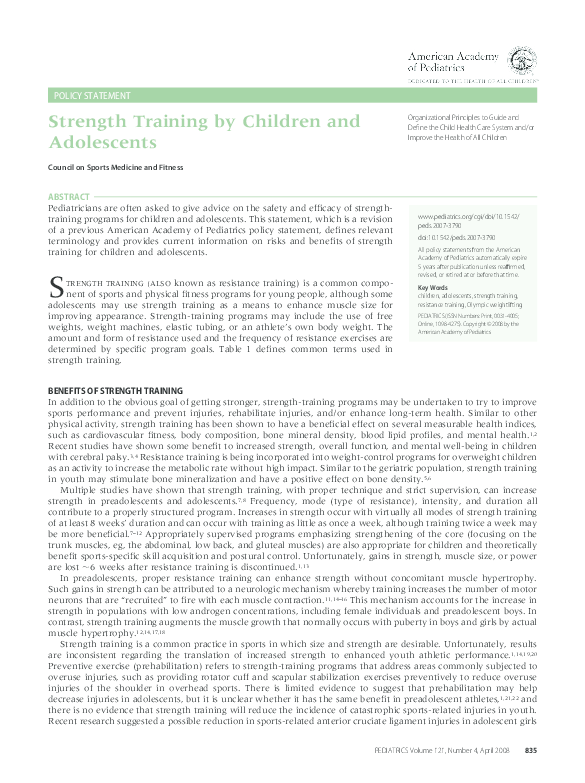 (PDF) Strength Training by Children and Adolescents Council on Sports ...
