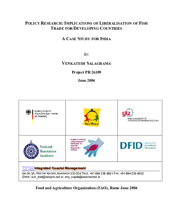 (PDF) FAO-DFID India Trade liberalisation report, Jul 2004 | Venkatesh ...