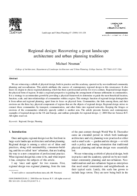 (PDF) Regional design: Recovering a great landscape architecture and ...