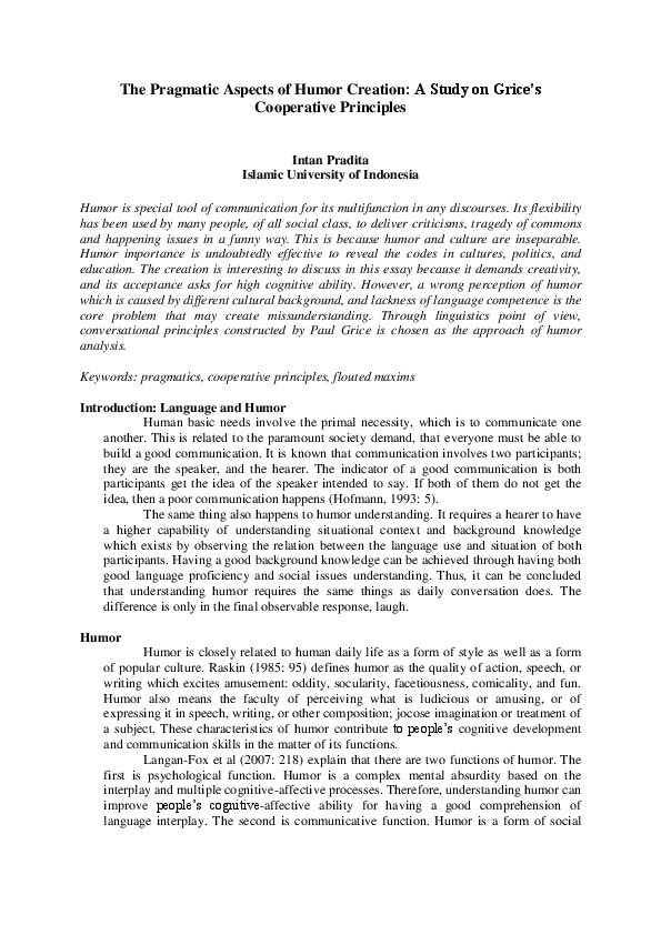 (DOC) The Pragmatic Aspects of Humor Creation: A Study on Grice’s ...