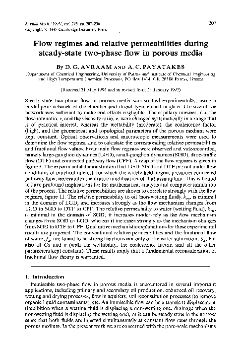 (PDF) Flow regimes and relative permeabilities during steady-state two-phase flow in porous ...