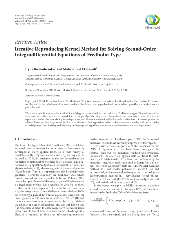 Pdf Iterative Reproducing Kernel Method For Solving Second Order