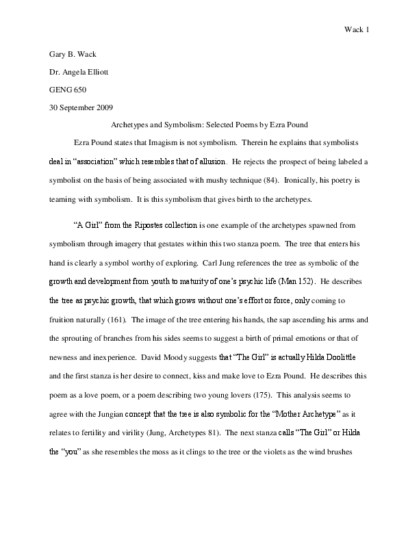 (DOC) Archetypes and Symbolism: Selected Poems by Ezra Pound