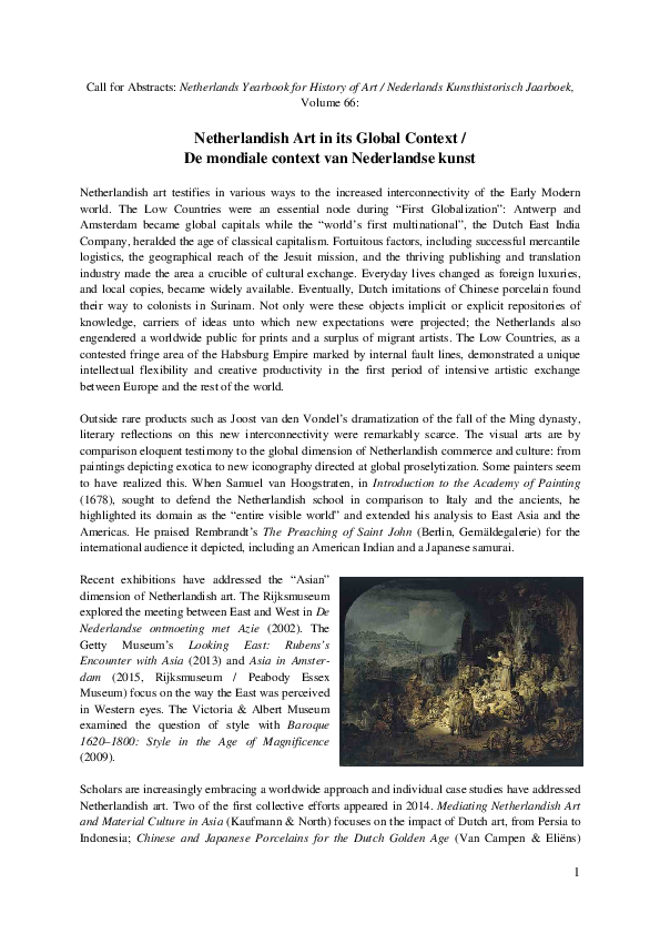 (PDF) Netherlandish Art in its Global Context (Netherlands Yearbook for History of Art)