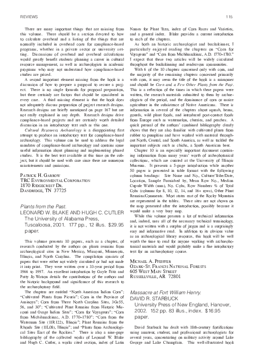 (PDF) 2003 Review of Plants from the Past. By Leonard W. Blake and Hugh ...