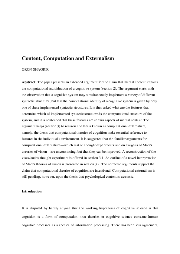 Content, Computation and Externalism