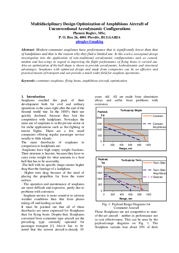 (PDF) Multidisciplinary Design Optimization of Amphibious Aircraft of ...